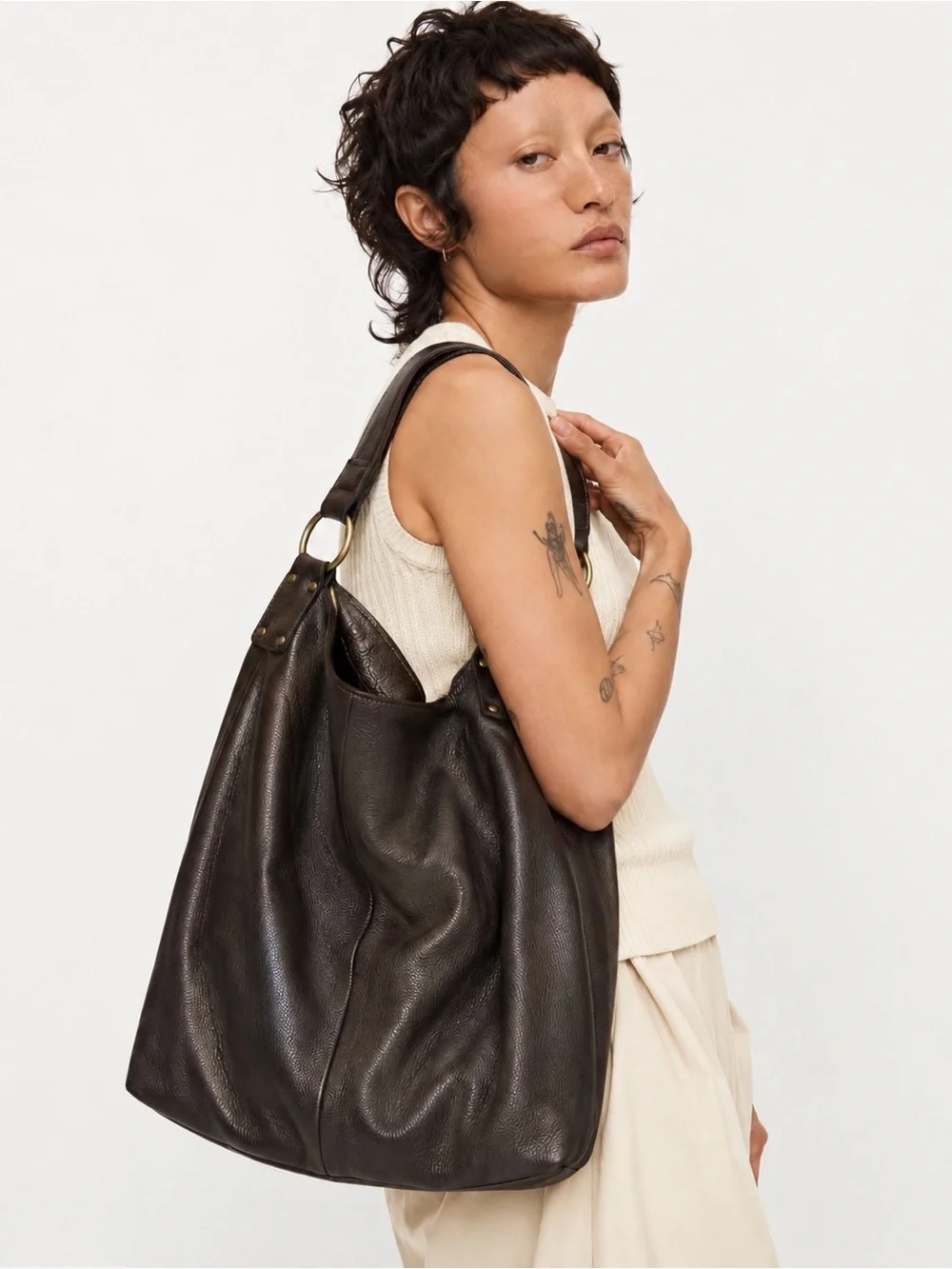A.P.C. | Bags | Vintage Apc Oversized Brown Leather Shoulder Bag Hobo W ...
